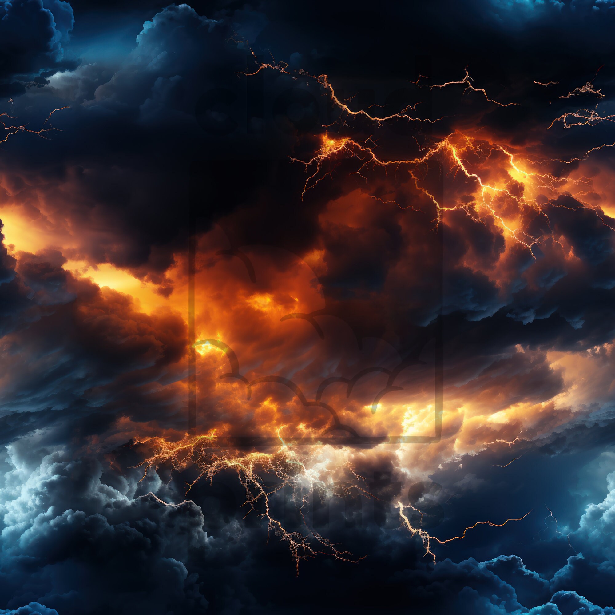 Lightning Bolt Clouds Seamless Digital Paper Pack, Instant Download - Etsy