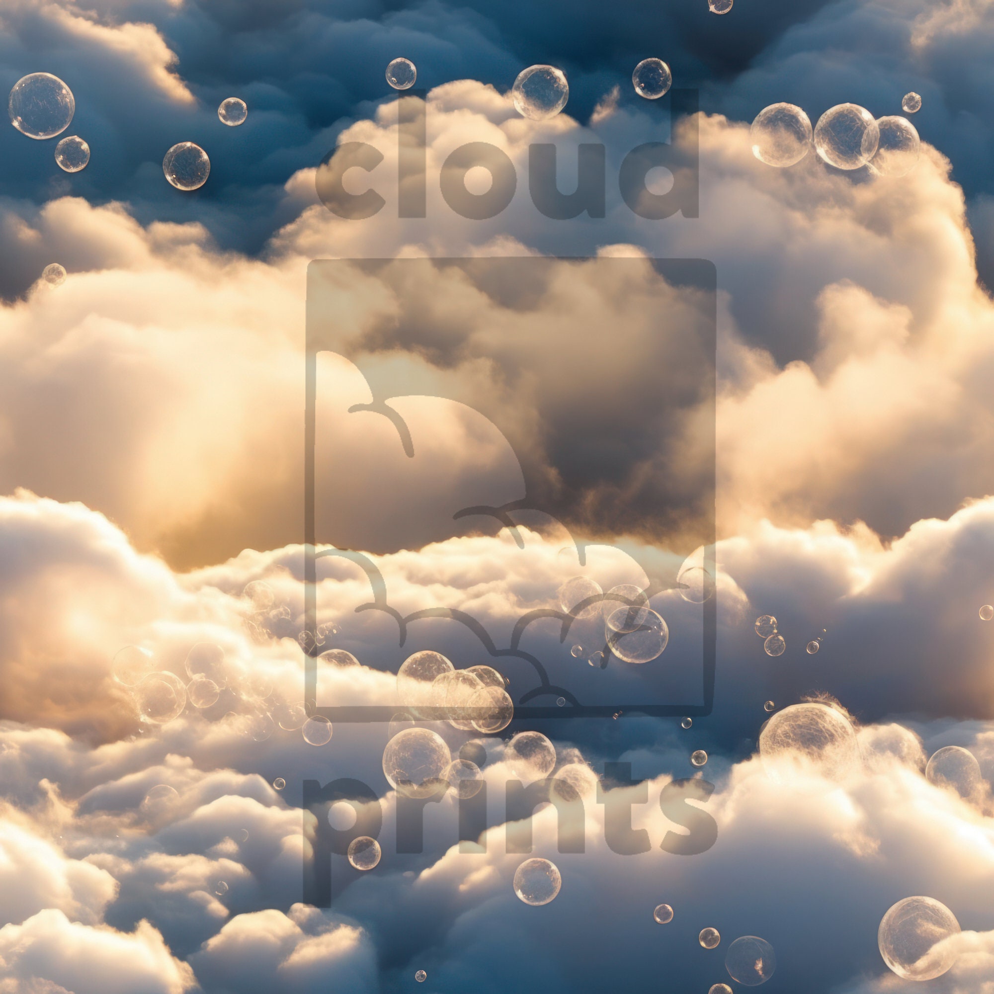 Bubble Clouds Digital Paper - Seamless High Resolution Patterns, Kids Room Decor, Unique Event ...