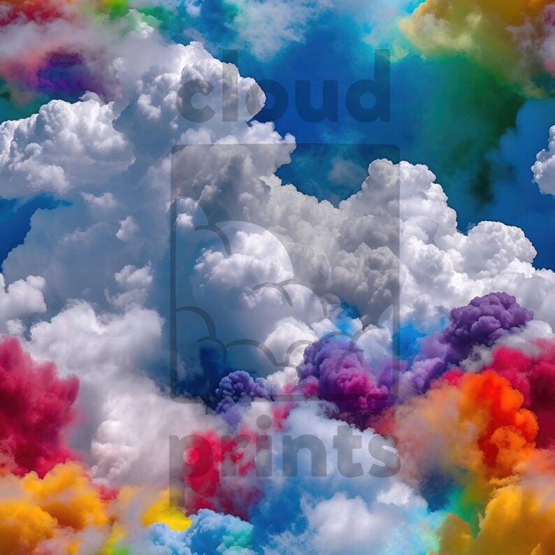 Colorful Clouds Digital Paper Seamless High Resolution - Etsy