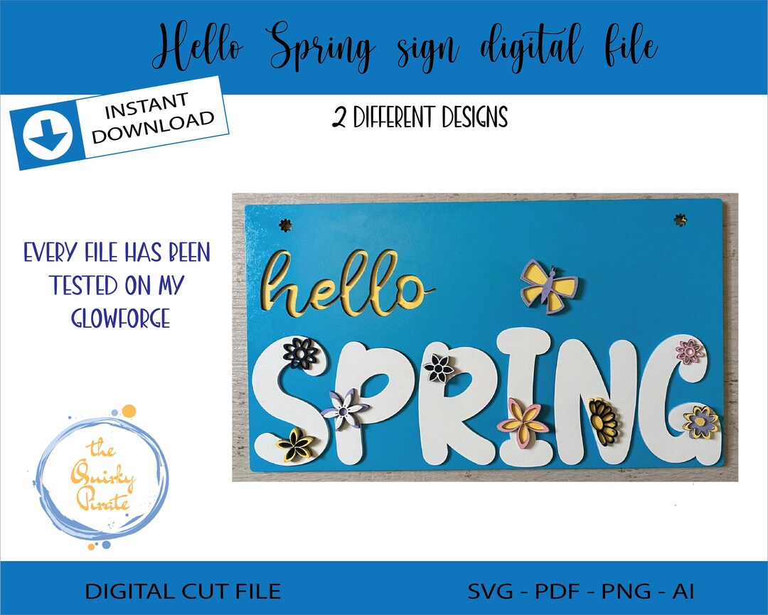 Hello Spring Sign Svg Pdf Png Ai Digital Cut File Instant - Etsy