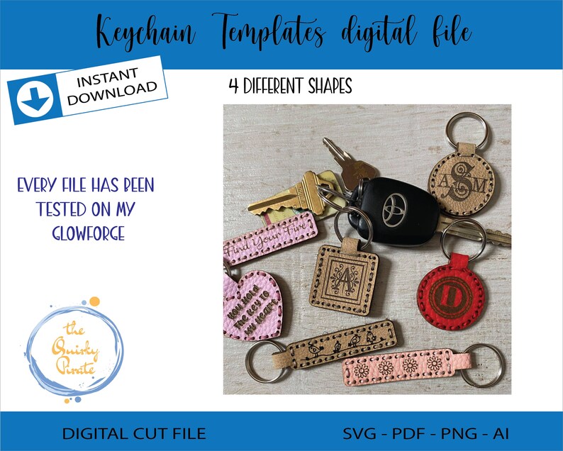 Keychain Templates Svg Pdf Png Ai Digital Cut File Instant Download 4 ...