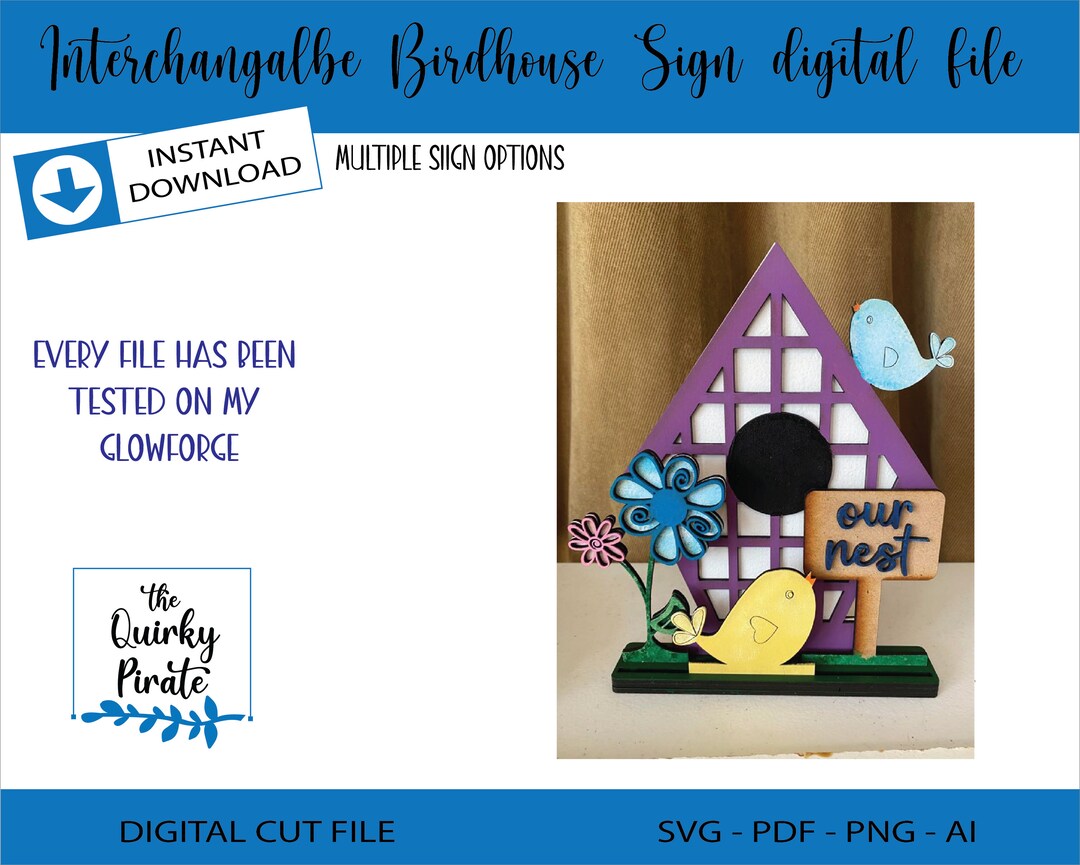 Interchangable Birdhouse Sign Svg Pdf Png Ai Digital Cut File Instant ...