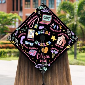 Social Worker Graduation Cap Topper, Personalized Grad Cap Topper, MSW ...