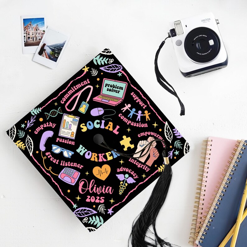 Social Worker Graduation Cap Topper, Personalized Grad Cap Topper, MSW ...