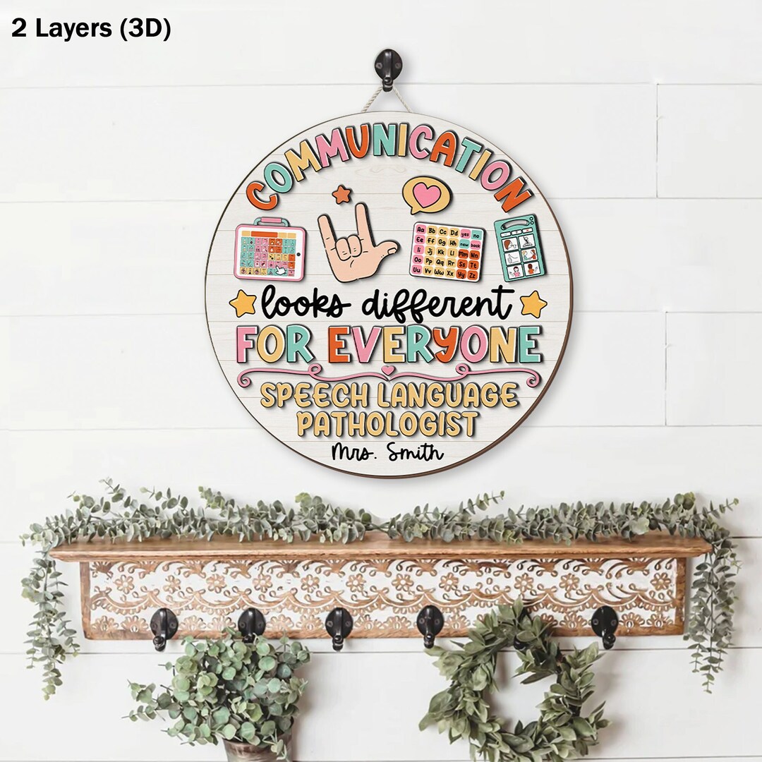 Speech Therapist Door Sign, Communication Looks Different for Everyone ...