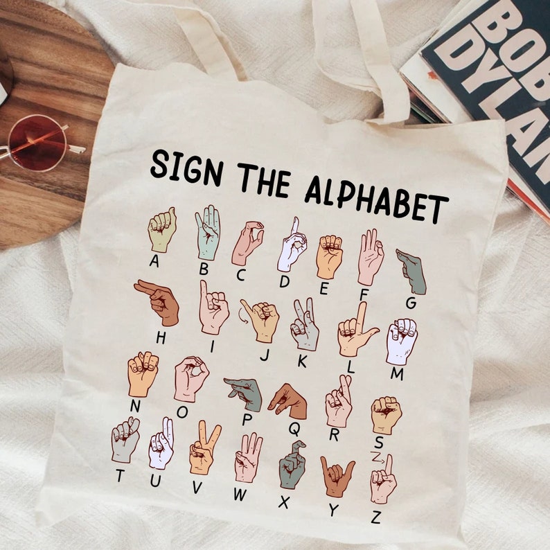 ASL Tote Bag American Sign Language Gift for Deaf ASL - Etsy