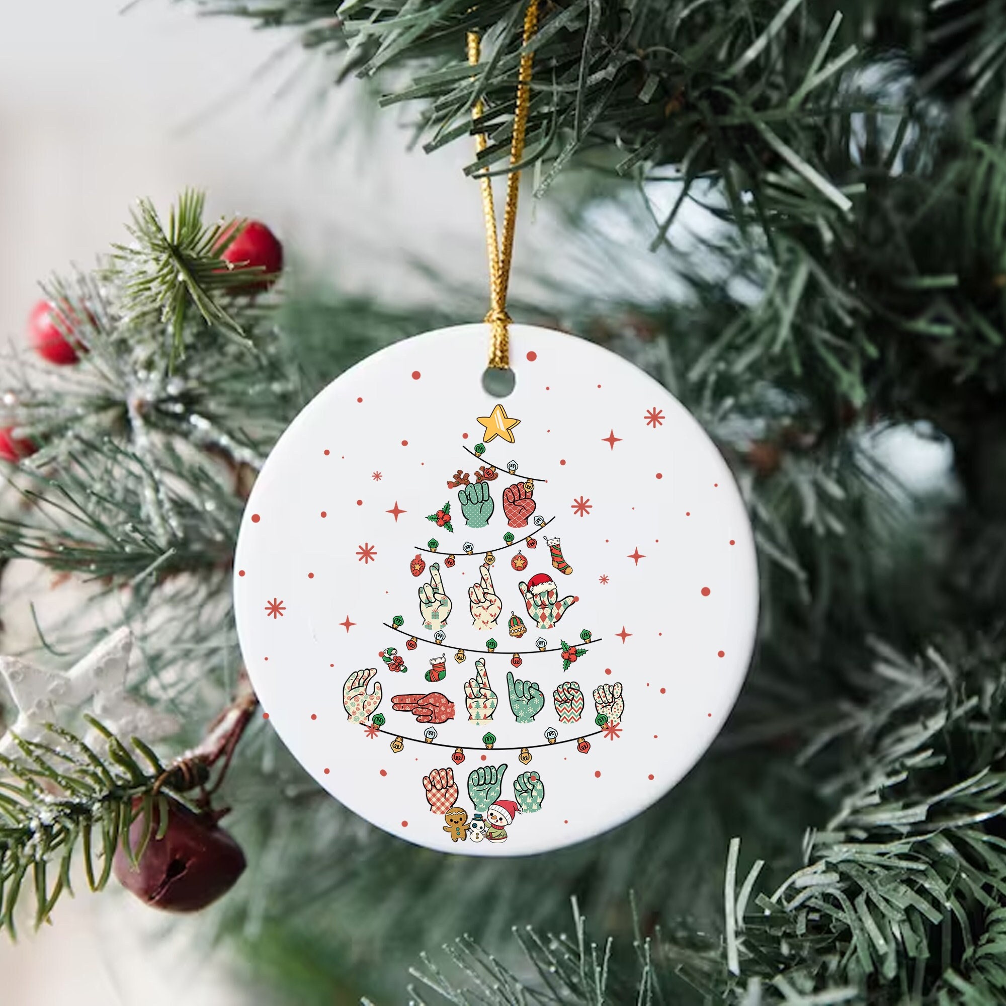 Sign Language Ornament, Sign Language Christmas Tree Ornament, Merry ...