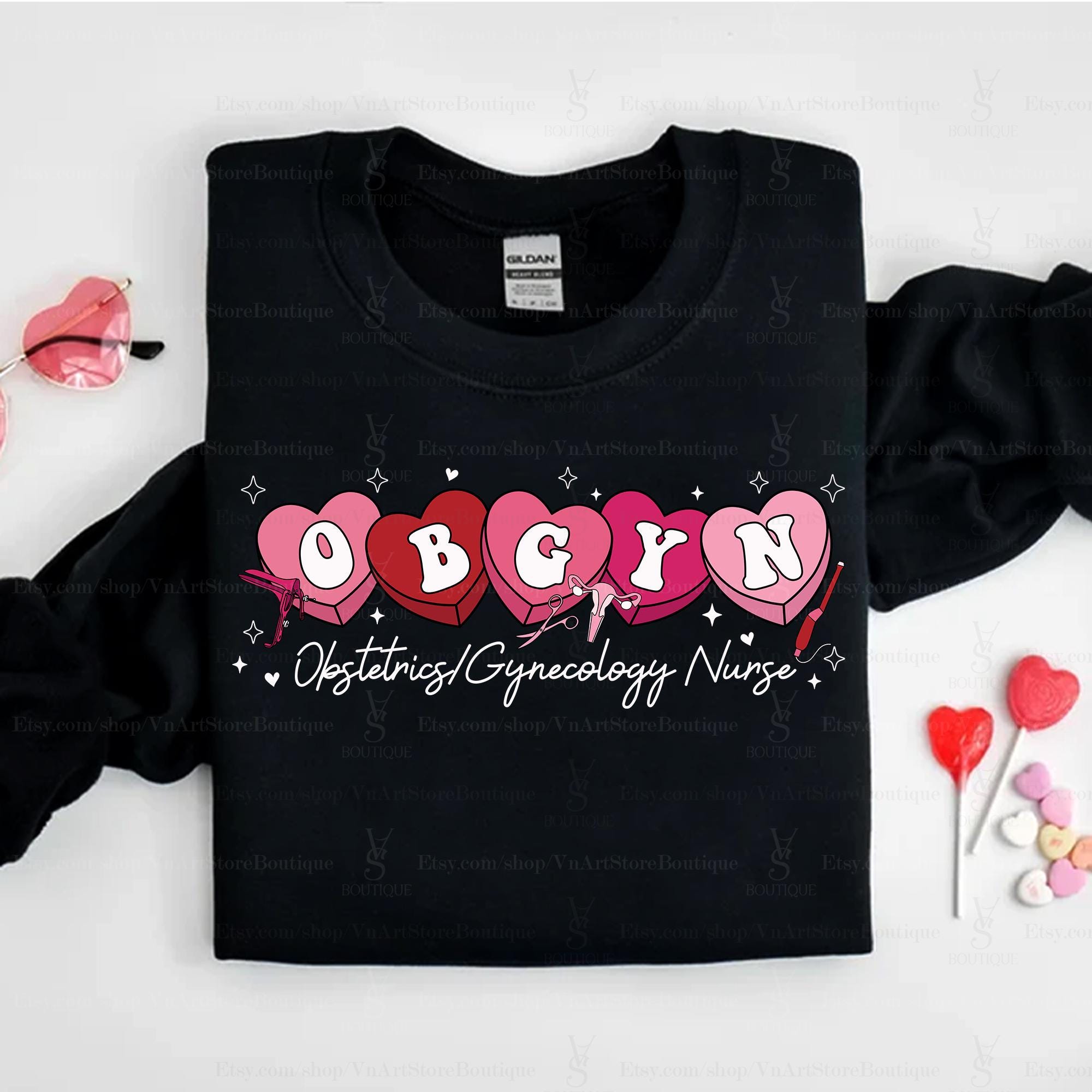 OBGYN Valentine Shirt, OBGYN Nurse Cute Hearts Shirt, Valentine's Day ...