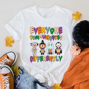 Speech Therapy Halloween Shirt, Everyone Communicates Differently Shirt ...