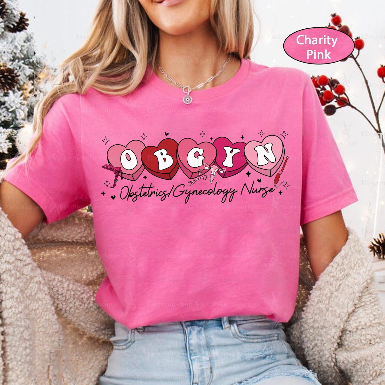OBGYN Valentine Shirt, OBGYN Nurse Cute Hearts Shirt, Valentine's Day ...