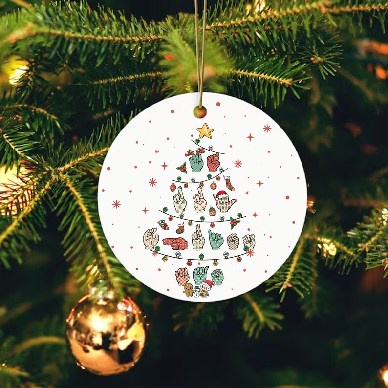 Sign Language Ornament, Sign Language Christmas Tree Ornament, Merry ...