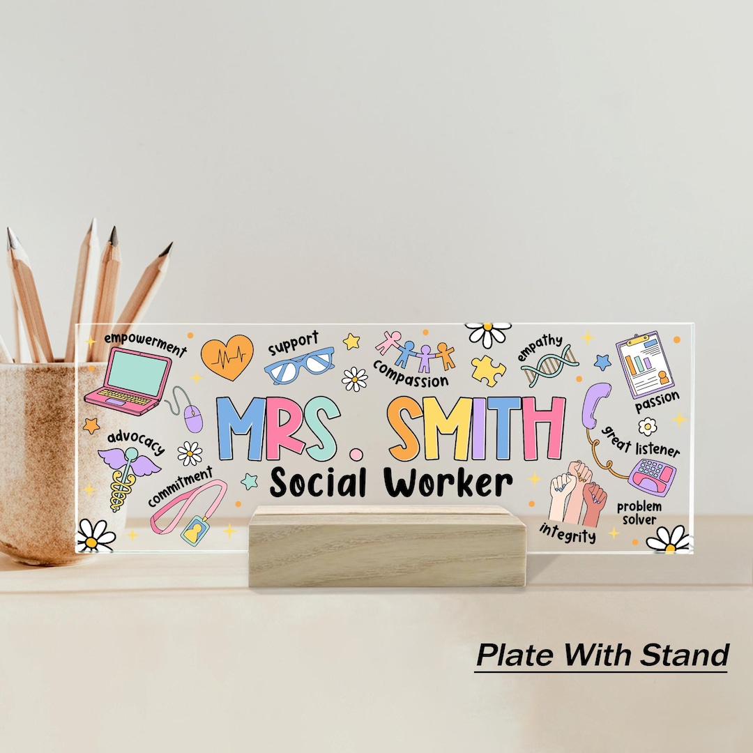 Social Worker Acrylic Desk Plaque, Custom Acrylic Name Plate Block ...