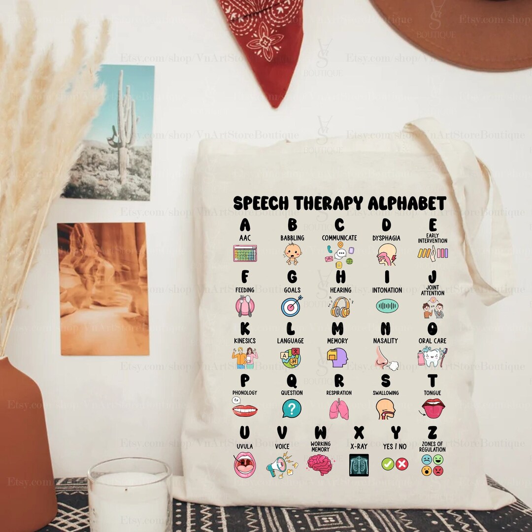 Speech Therapy Gift, Speech Therapy Alphabet Tote Bag, Speech Tote Bag ...