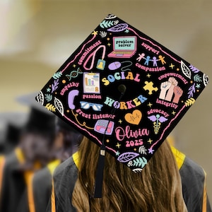Social Worker Graduation Cap Topper, Personalized Grad Cap Topper, MSW ...