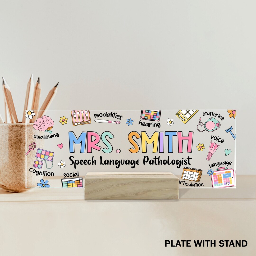 Speech Therapist Desk Name Sign, Speech Language Pathologist Gift, SLP ...