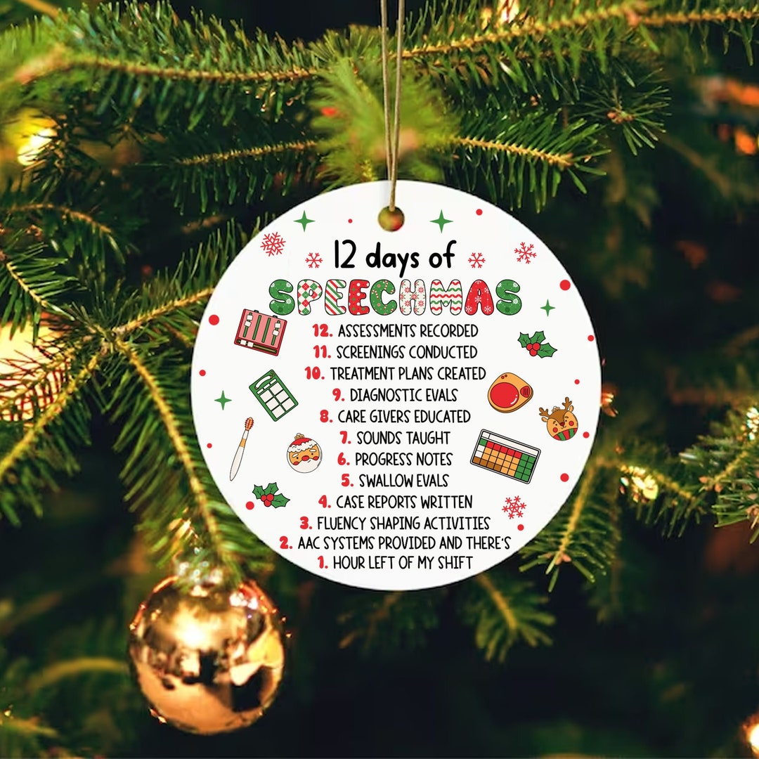 Speech Therapy Christmas Ornament, 12 Days of Speechmas, SLP Christmas ...