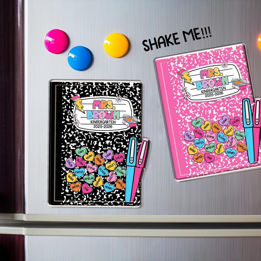 Custom Teacher Shaker Magnet, Composition Notebook Magnet, Teacher ...