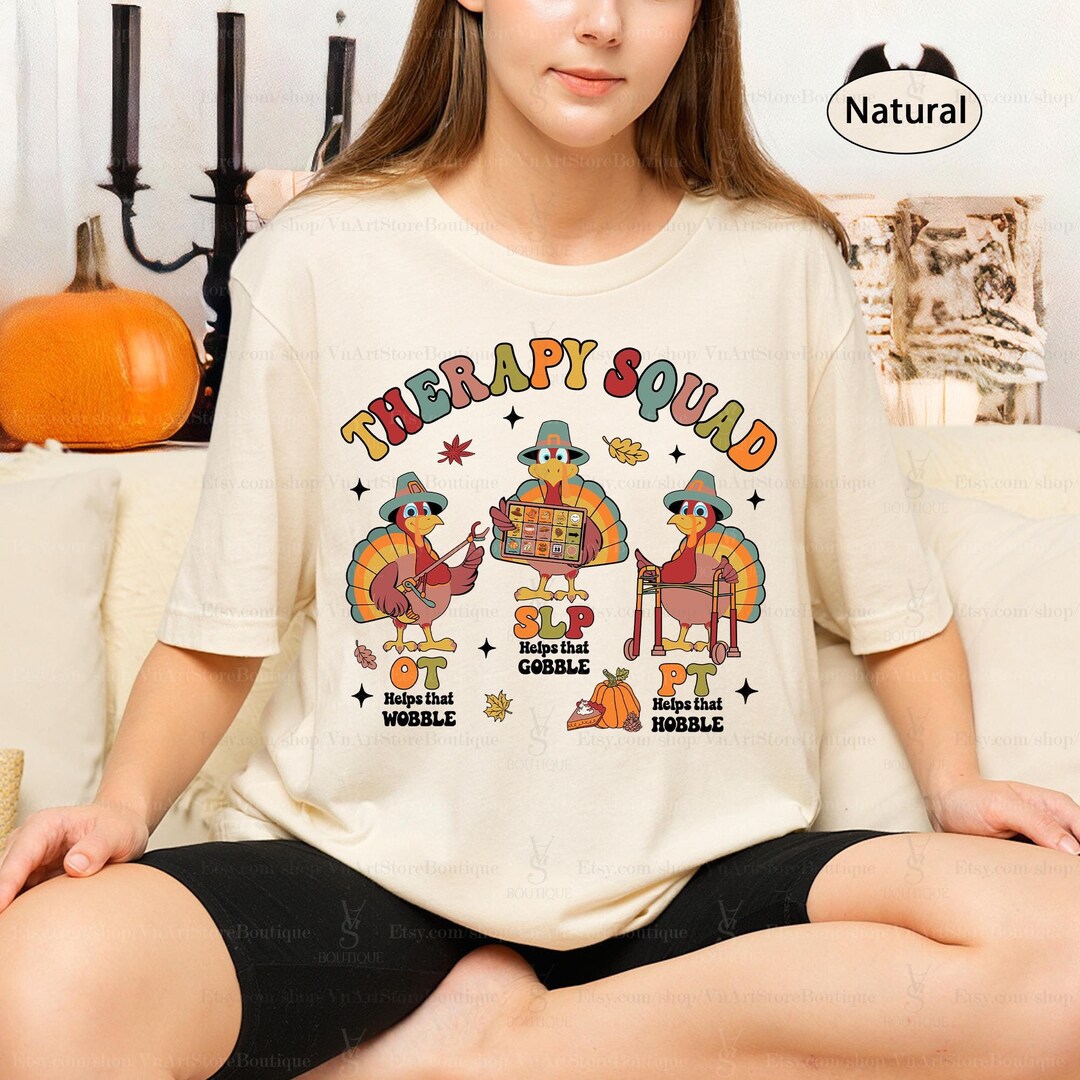 Therapy Team Thanksgiving SLP OT PT Thanksgiving Shirt Thankful Speech ...