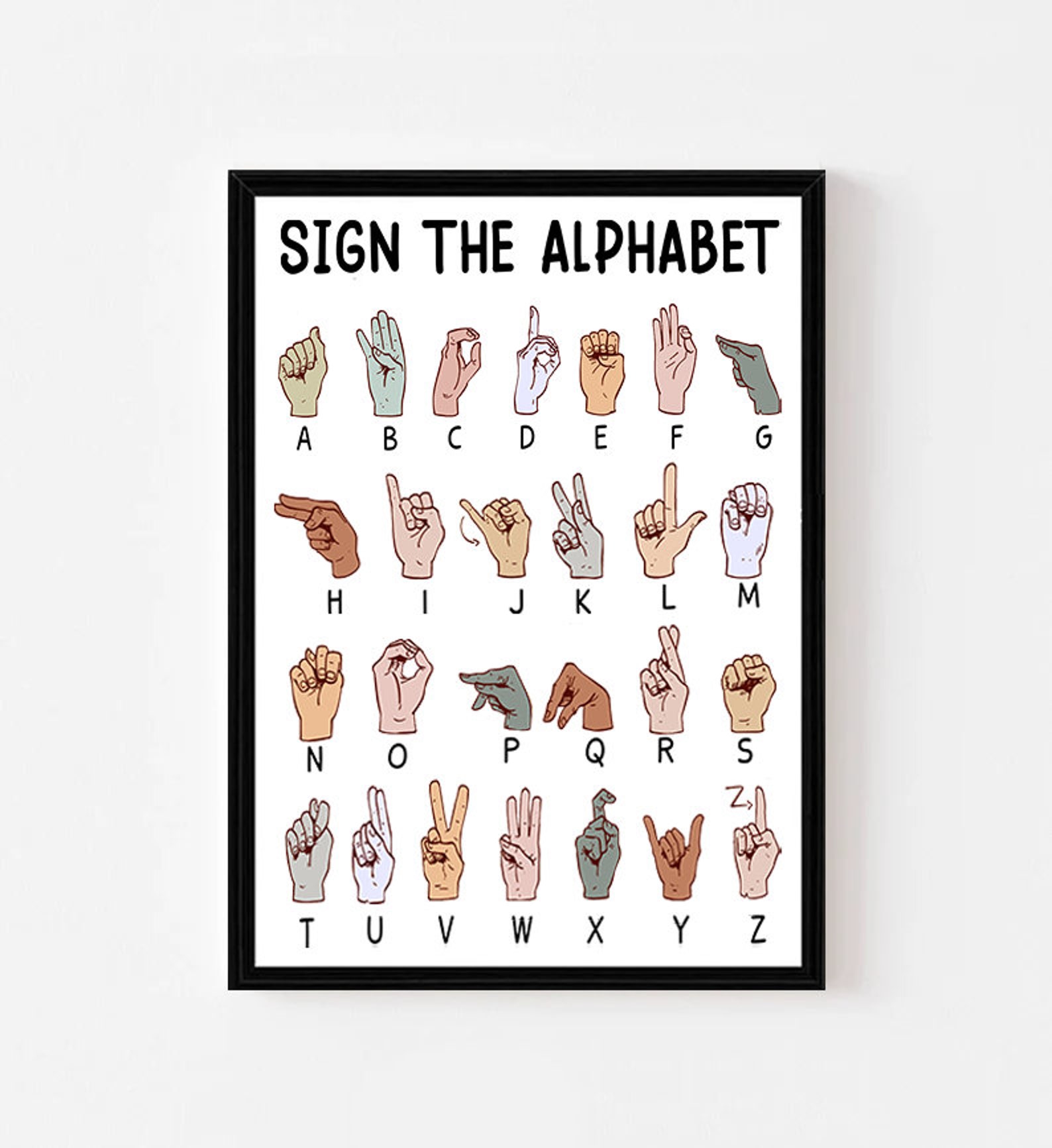 ASL Poster American Sign Language Alphabet Poster - Etsy