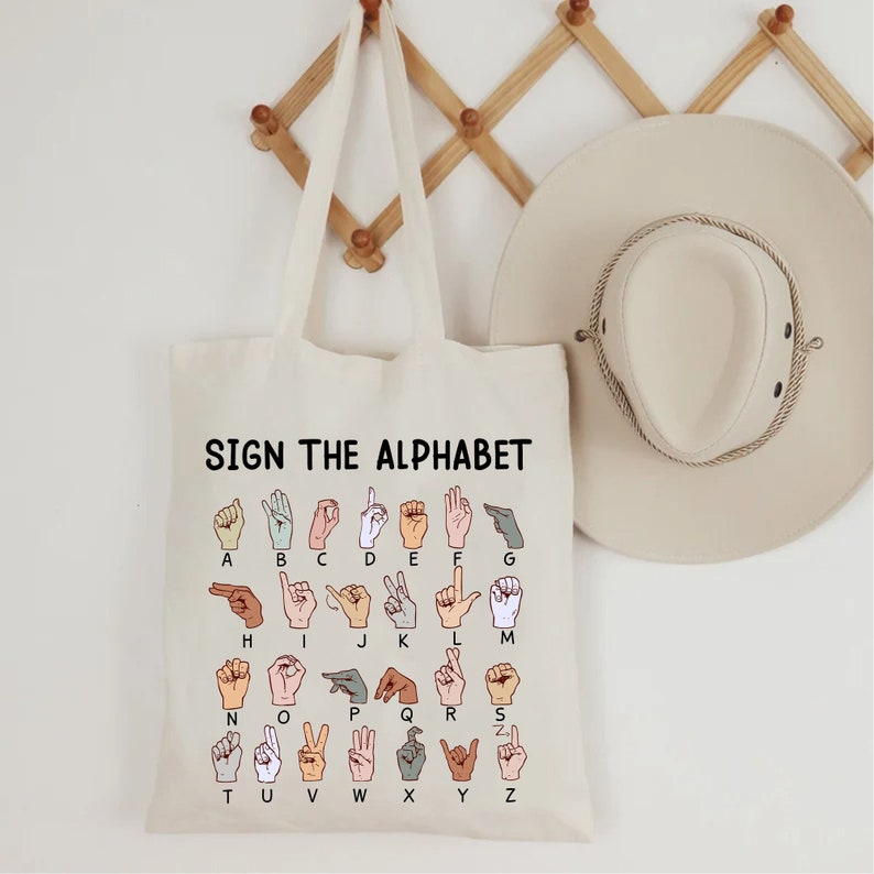 ASL Tote Bag American Sign Language Gift for Deaf ASL - Etsy