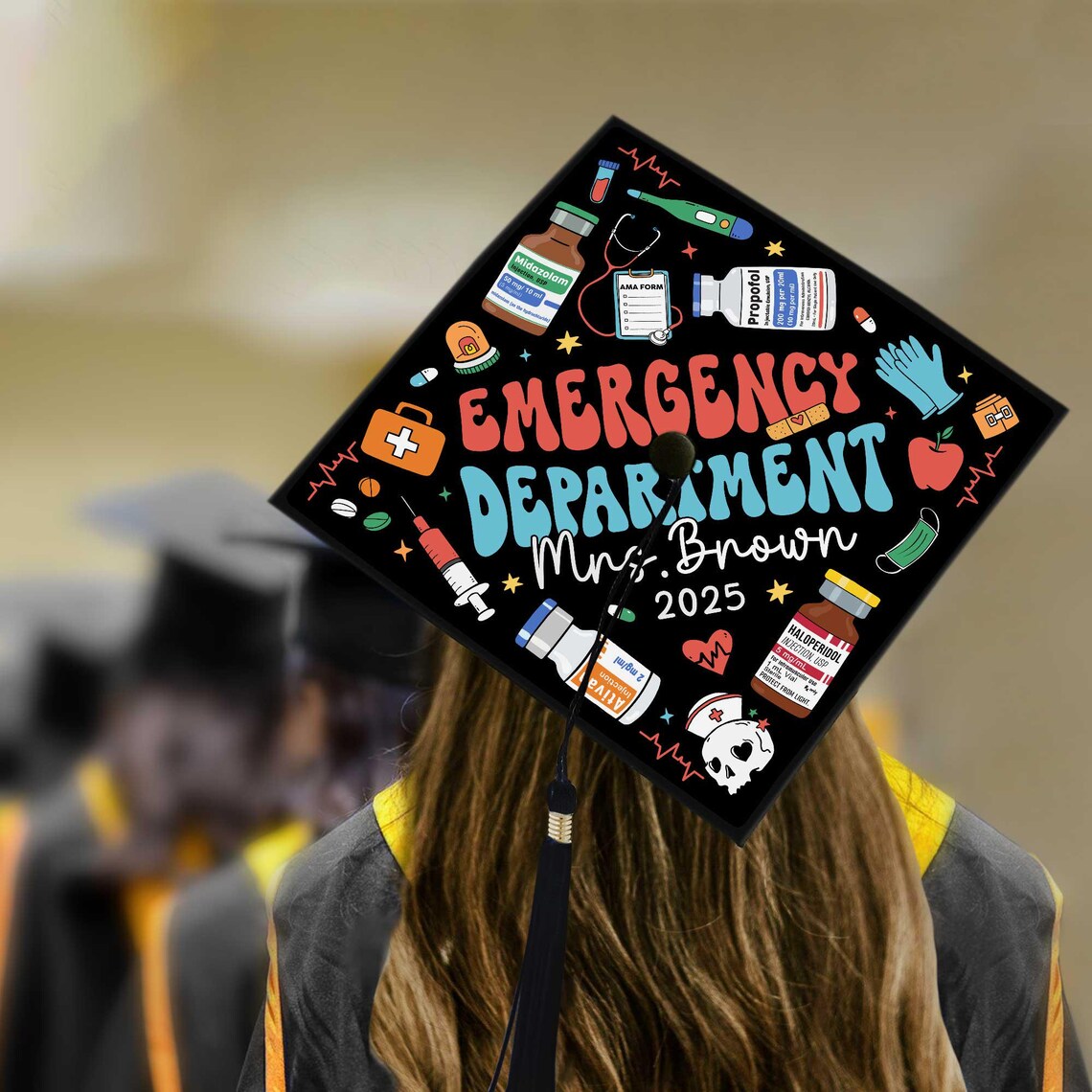 Nurse Graduation Cap Topper, Emergency Department Cap Topper, ER Nurse ...