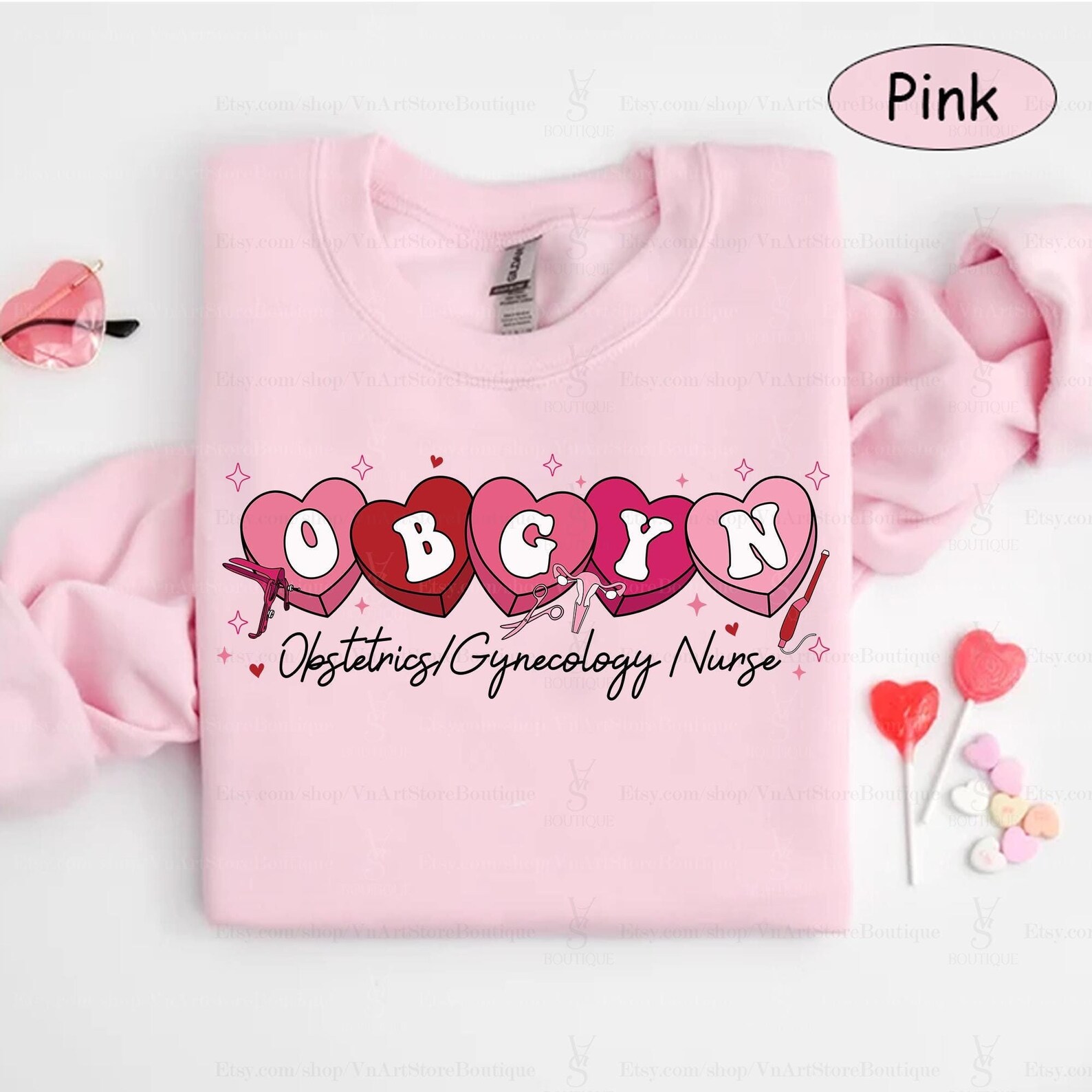OBGYN Valentine Shirt, OBGYN Nurse Cute Hearts Shirt, Valentine's Day ...
