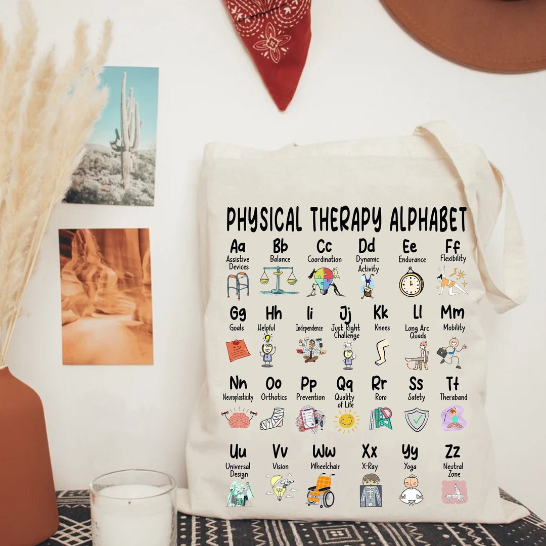 Physical Therapy Alphabet Tote Bag, ABC of Physical Therapy Tote Bag ...