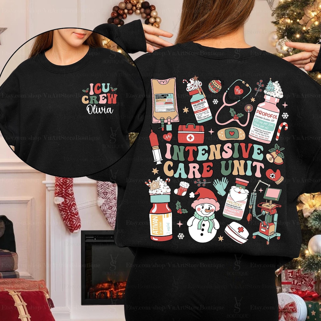Nurse Christmas Sweatshirt, Christmas ICU Nurse Shirt, Intensive Care ...