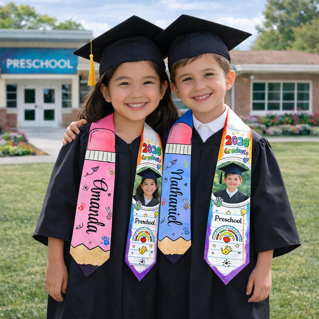 Custom Photo Graduation Stole, Kindergarten Graduation Stole for Kids ...
