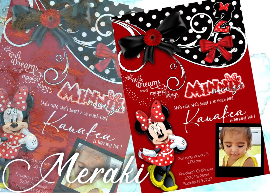 Minnie Mouse Invitation. Printed Digital File. Printed Invitations. - Etsy