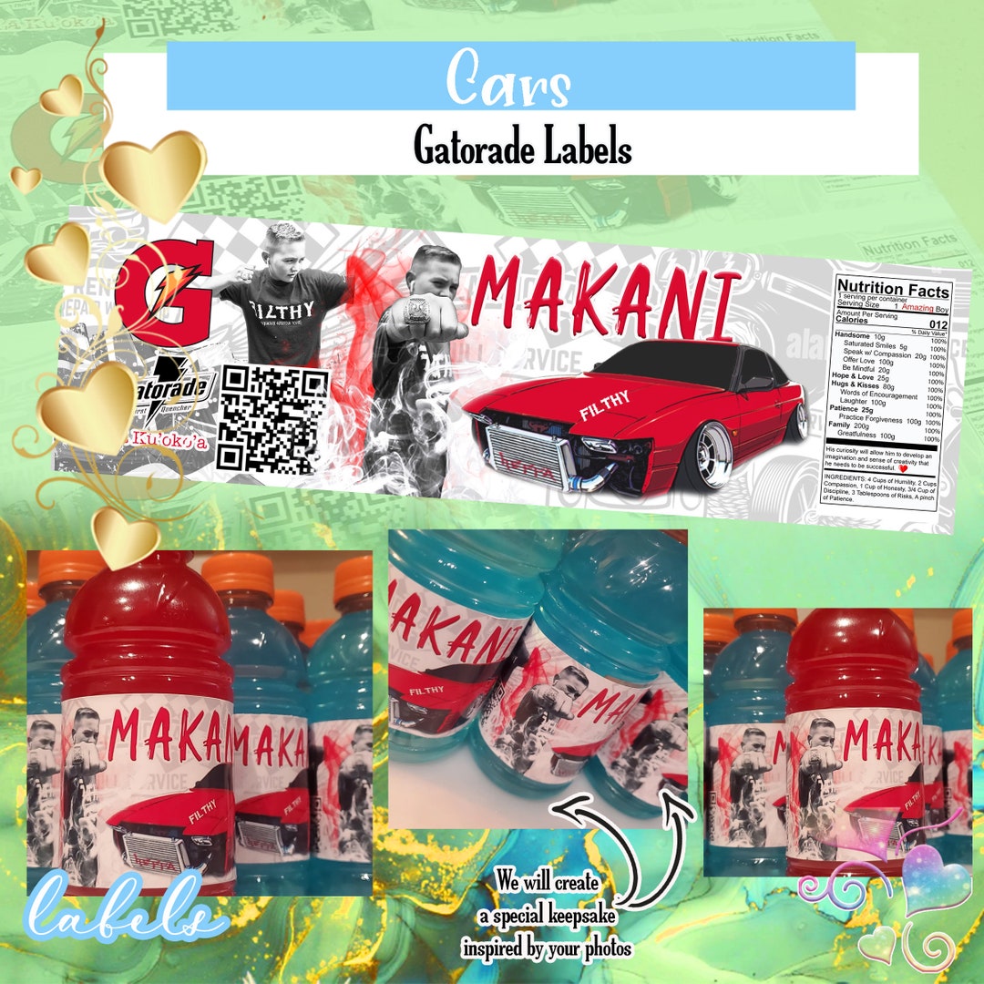 Gatorade Labels - Cars - Etsy