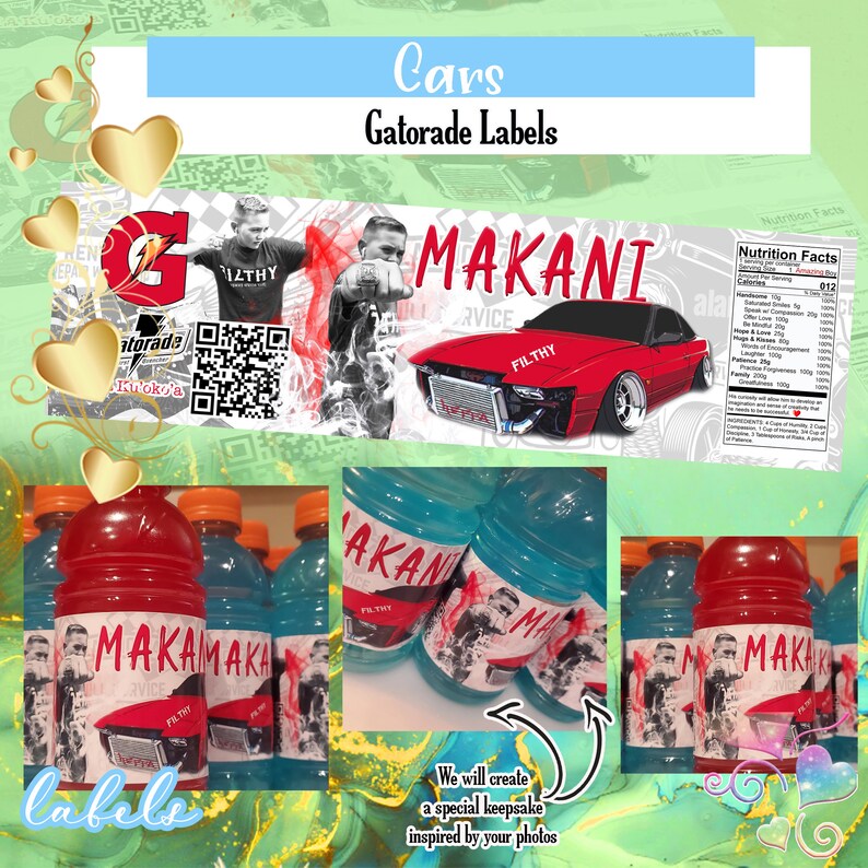 Gatorade Labels - Cars - Etsy