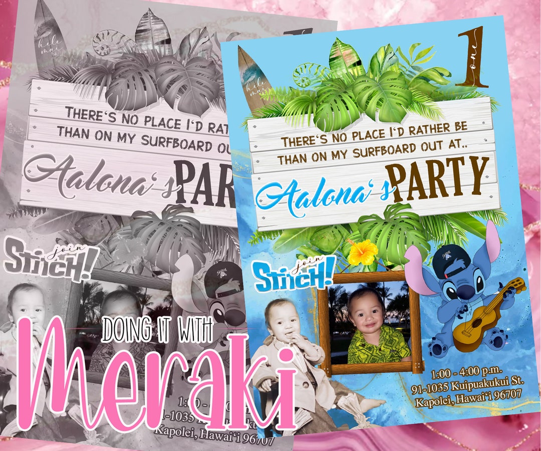 Stitch Photo Birthday Invitations, Stitch Invites, Custom Stitch Photo ...
