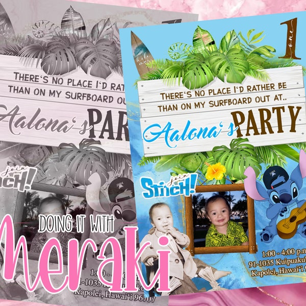 Stitch Photo Birthday Invitations - Etsy