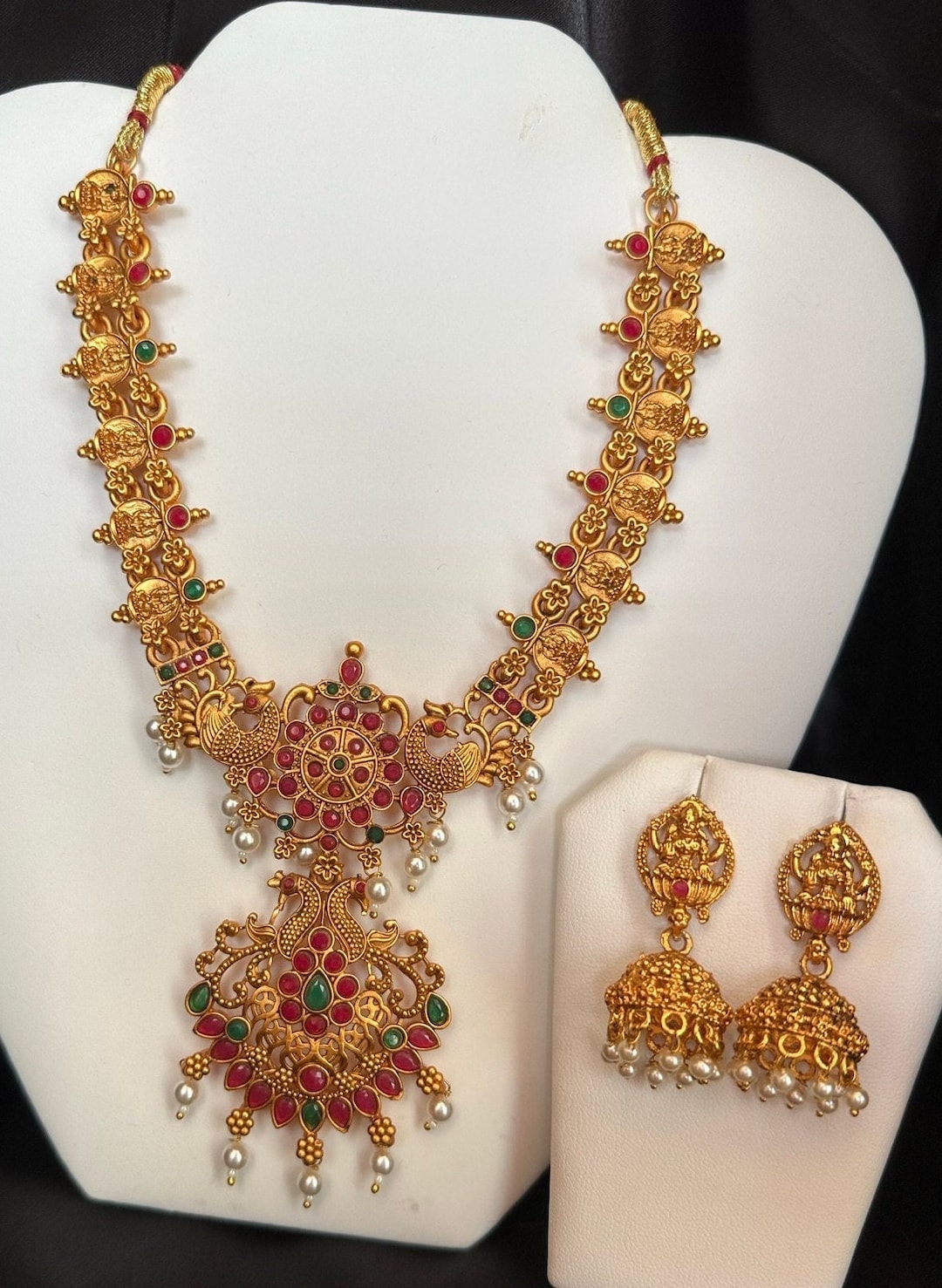 Traditional Gold-plated Artificial Stone Haram Set With - Etsy