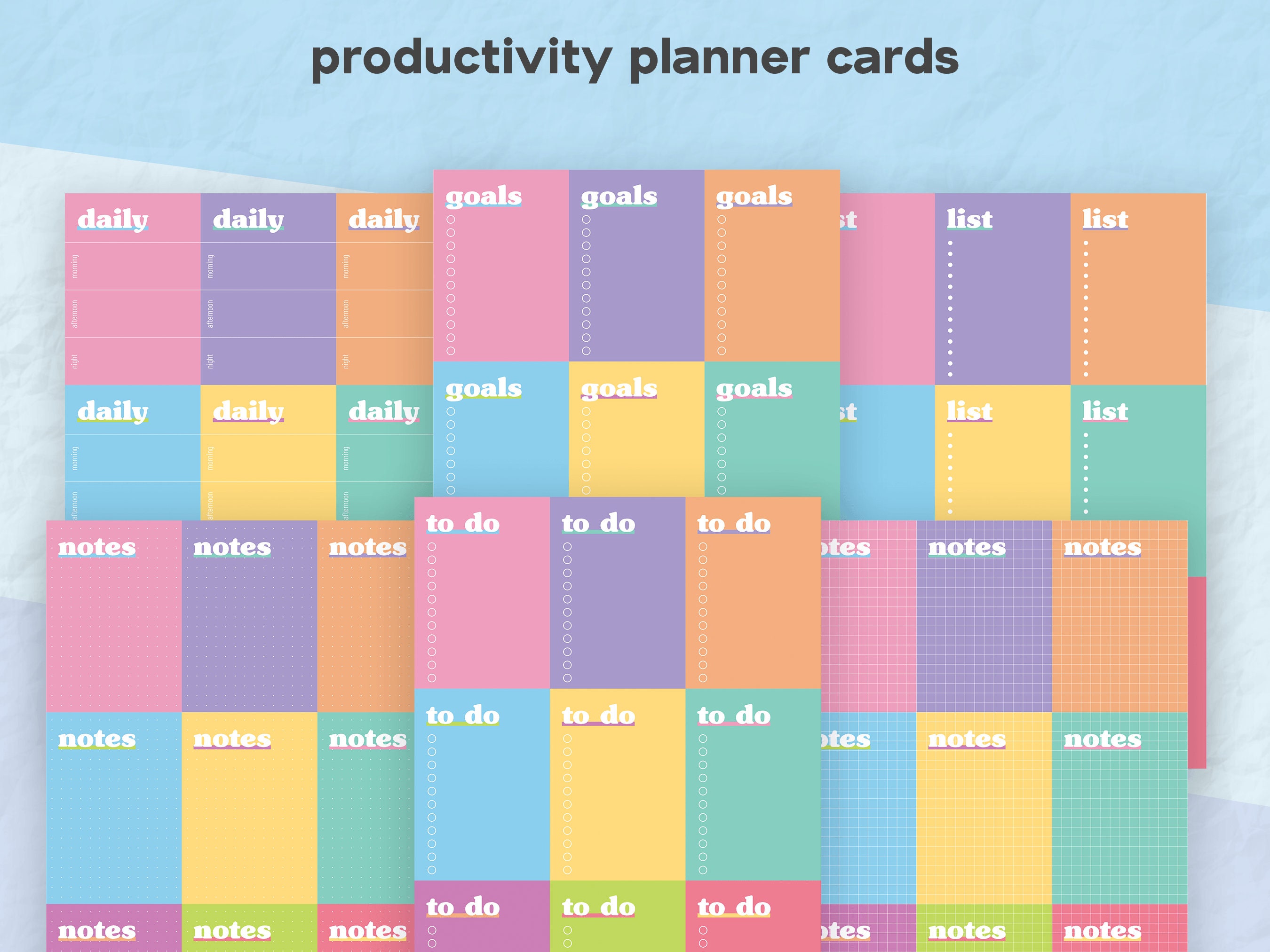 Printable Productivity Colorful Planner Cards, A4 - Etsy UK