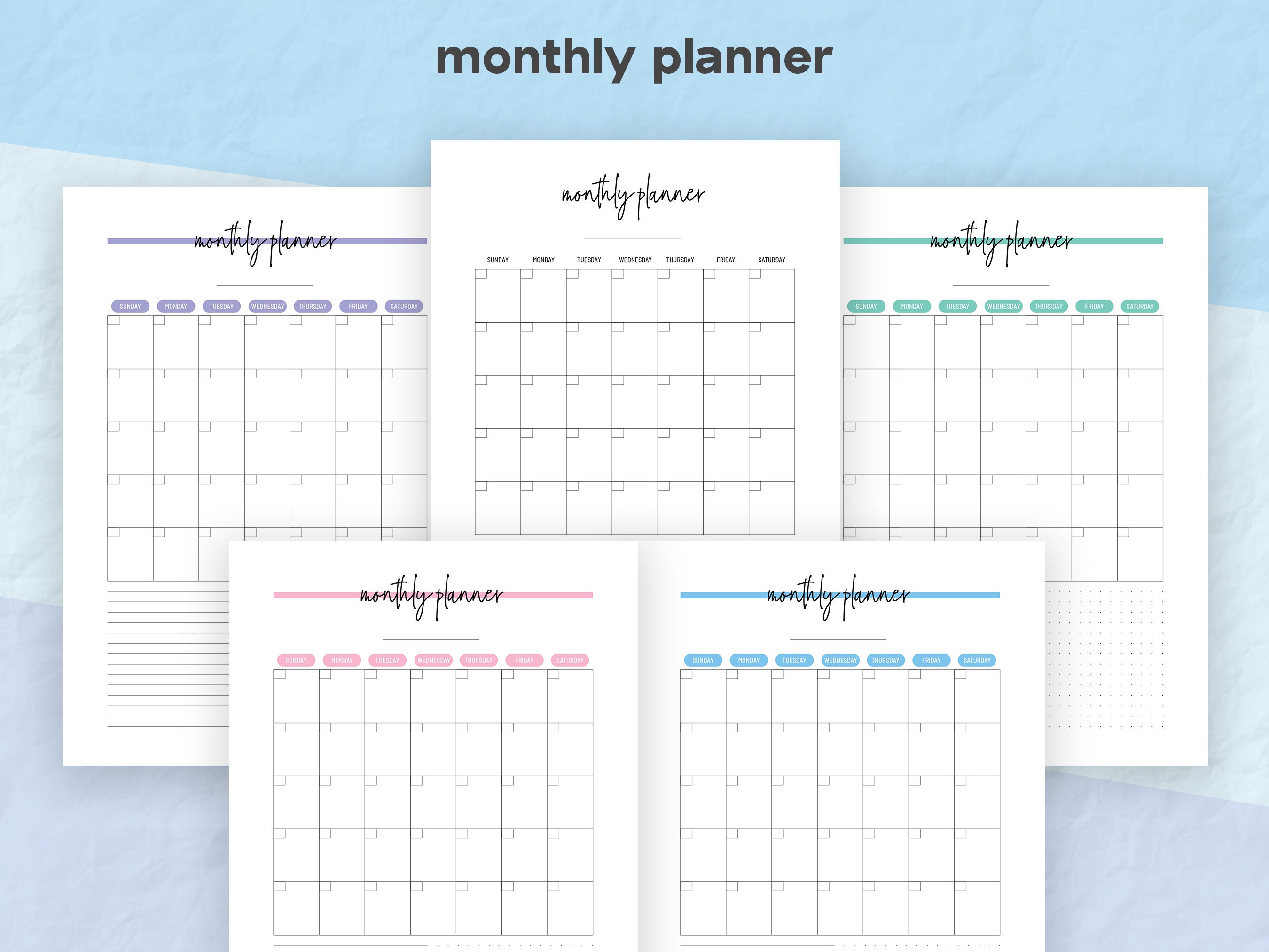 Printable Monthly Planner Undated, A4 A5 Letter - Etsy