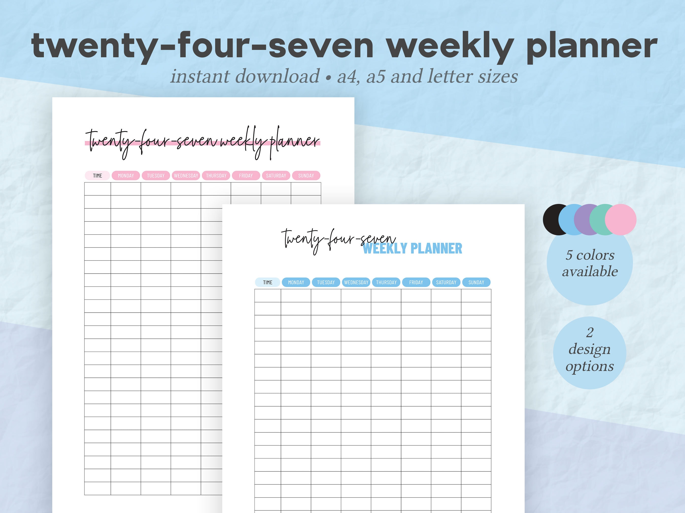 Printable Twenty-four-seven Weekly Planner, A4 A5 Letter - Etsy