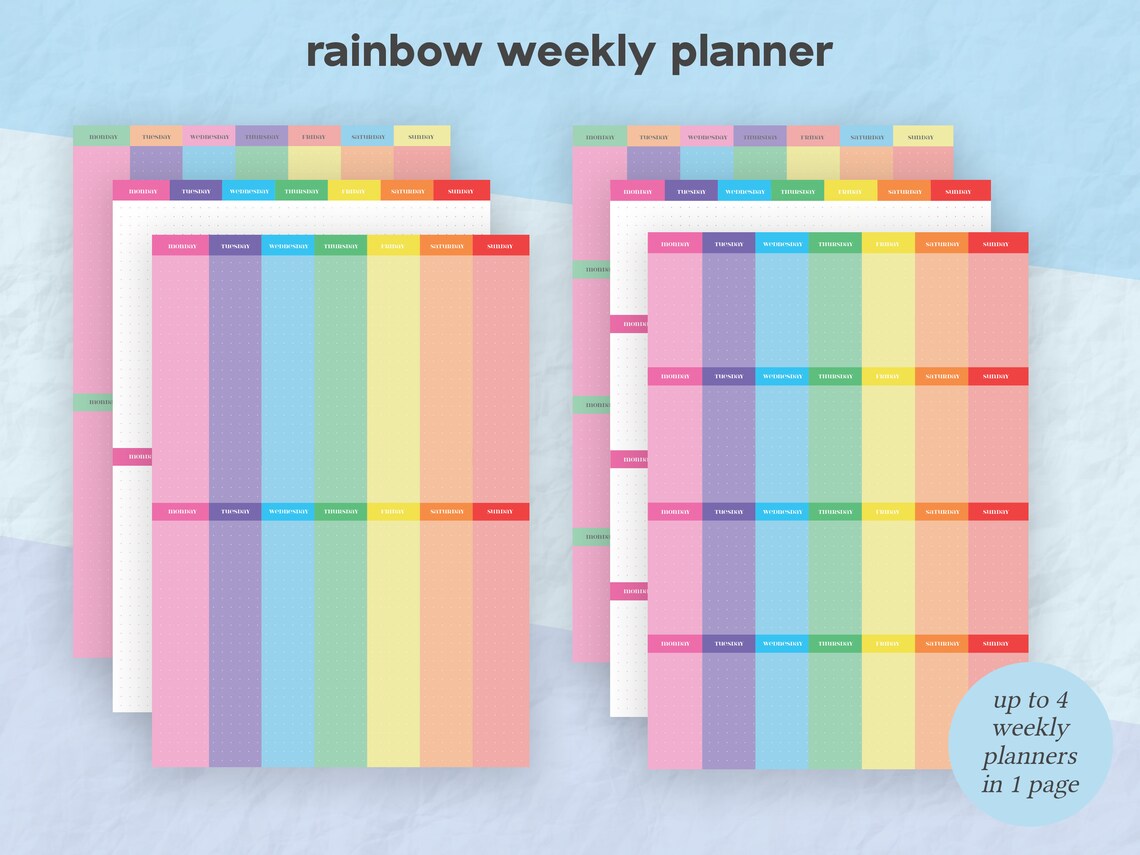 Printable Rainbow Weekly Planner, A4 A5 Letter - Etsy