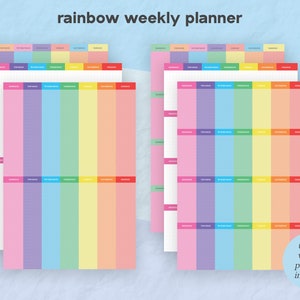 Printable Rainbow Weekly Planner, A4 A5 Letter - Etsy