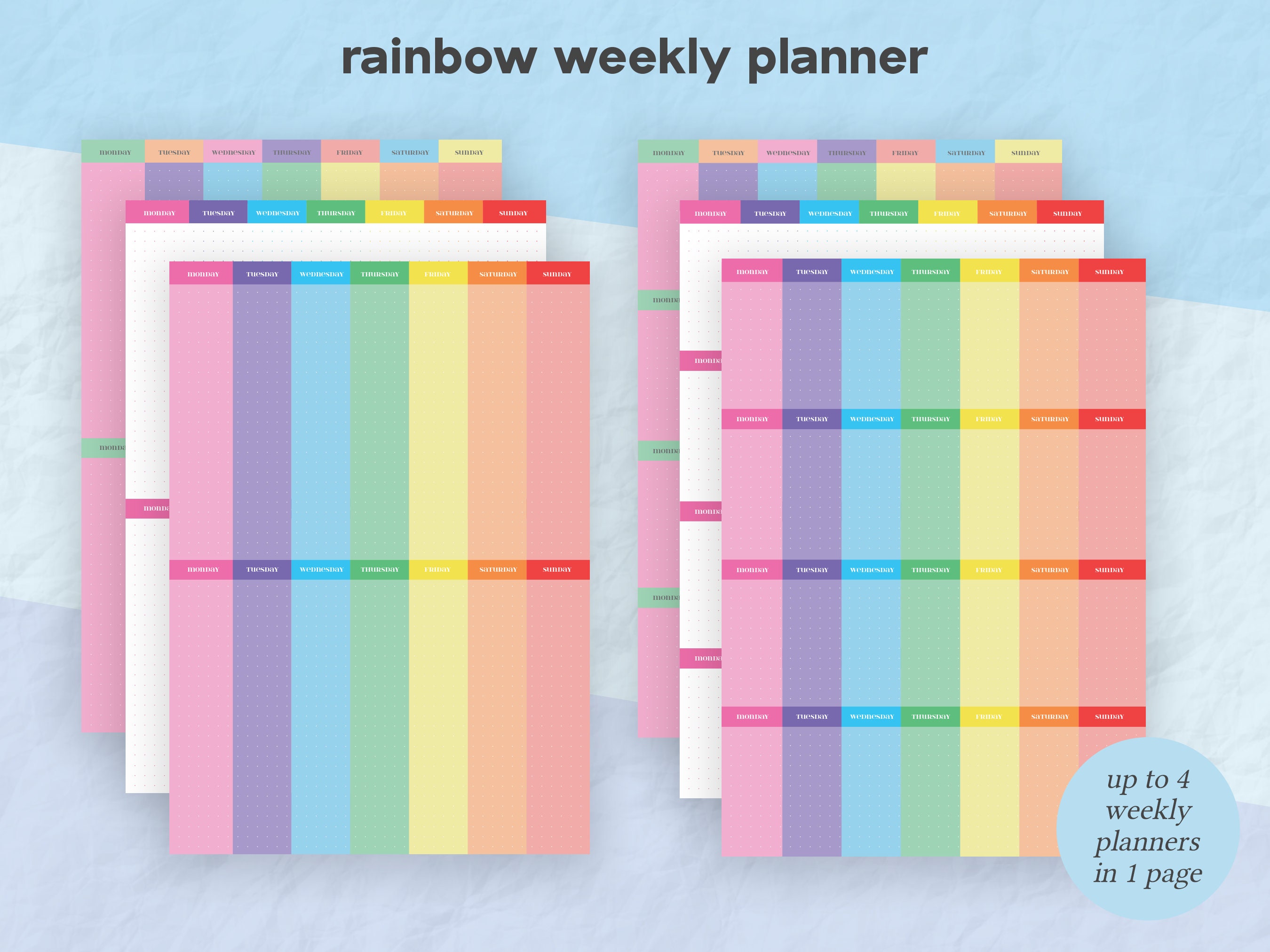 Printable Rainbow Weekly Planner, A4 A5 Letter - Etsy