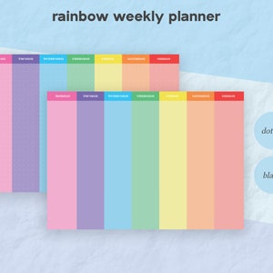Printable Rainbow Weekly Planner, A4 A5 Letter - Etsy