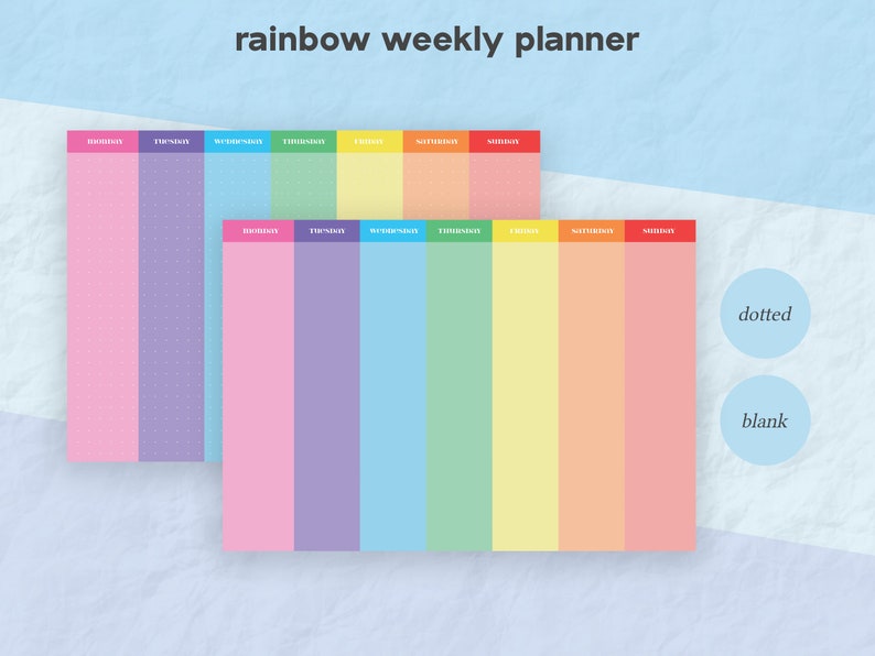 Printable Rainbow Weekly Planner, A4 A5 Letter - Etsy