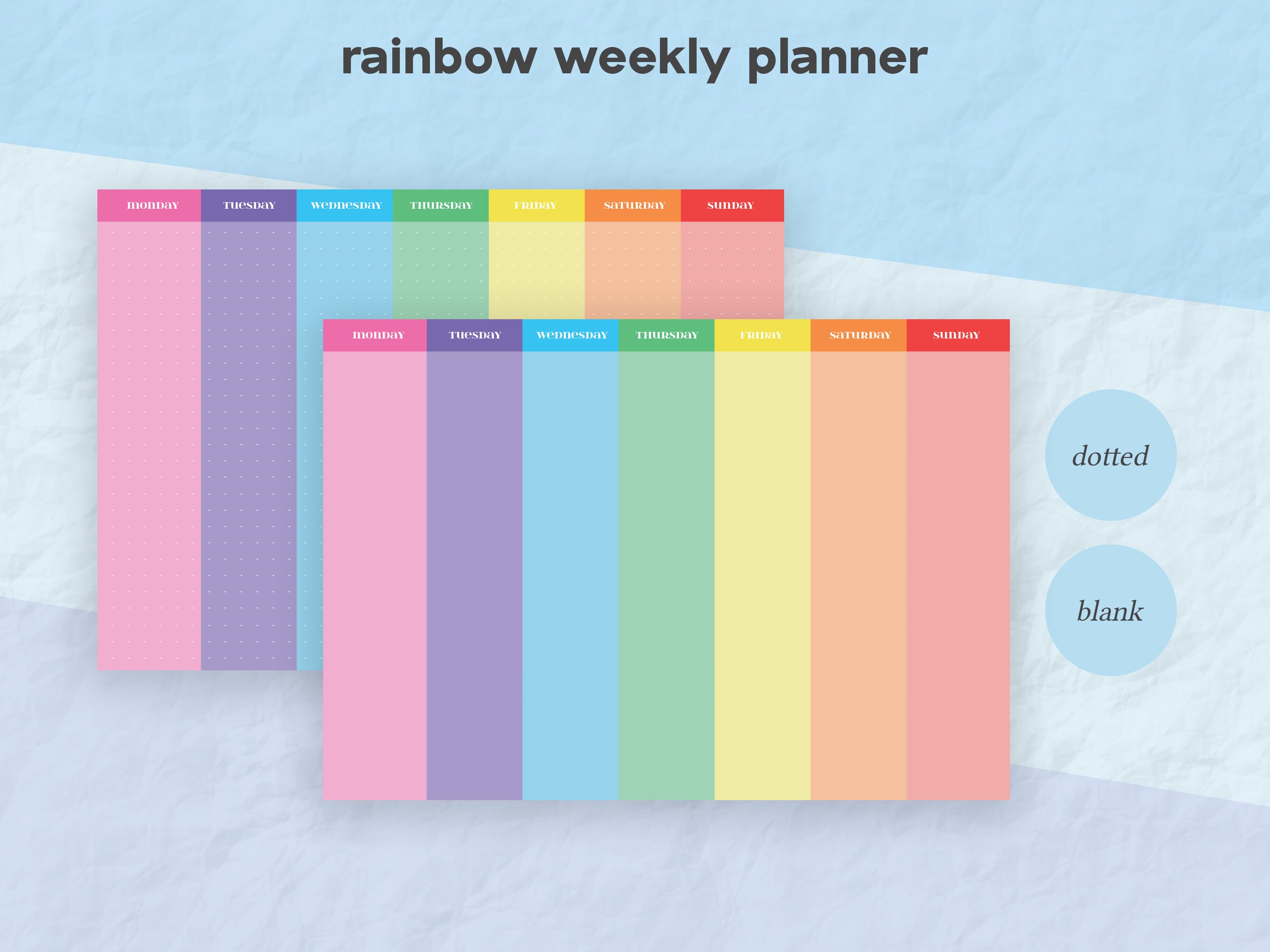 Printable Rainbow Weekly Planner, A4 A5 Letter - Etsy