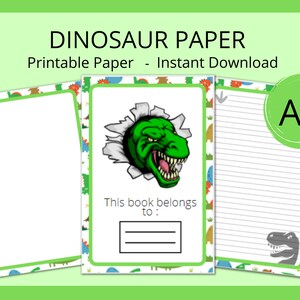 Printable Dinosaur Themed Paper Digital Download ruled Printable ...