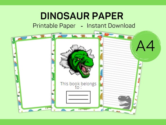 Printable Dinosaur Themed Paper Digital Download ruled | Etsy