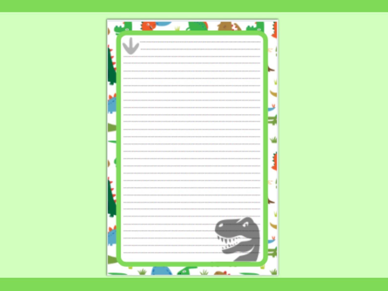 Printable Dinosaur Themed Paper Digital Download ruled Printable ...