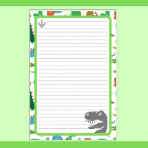 Printable Dinosaur Themed Paper Digital Download ruled Printable ...