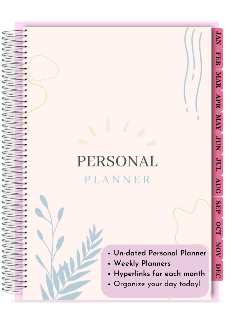 Cute Pink Digital Yearly Personal Planner (undated) - Etsy
