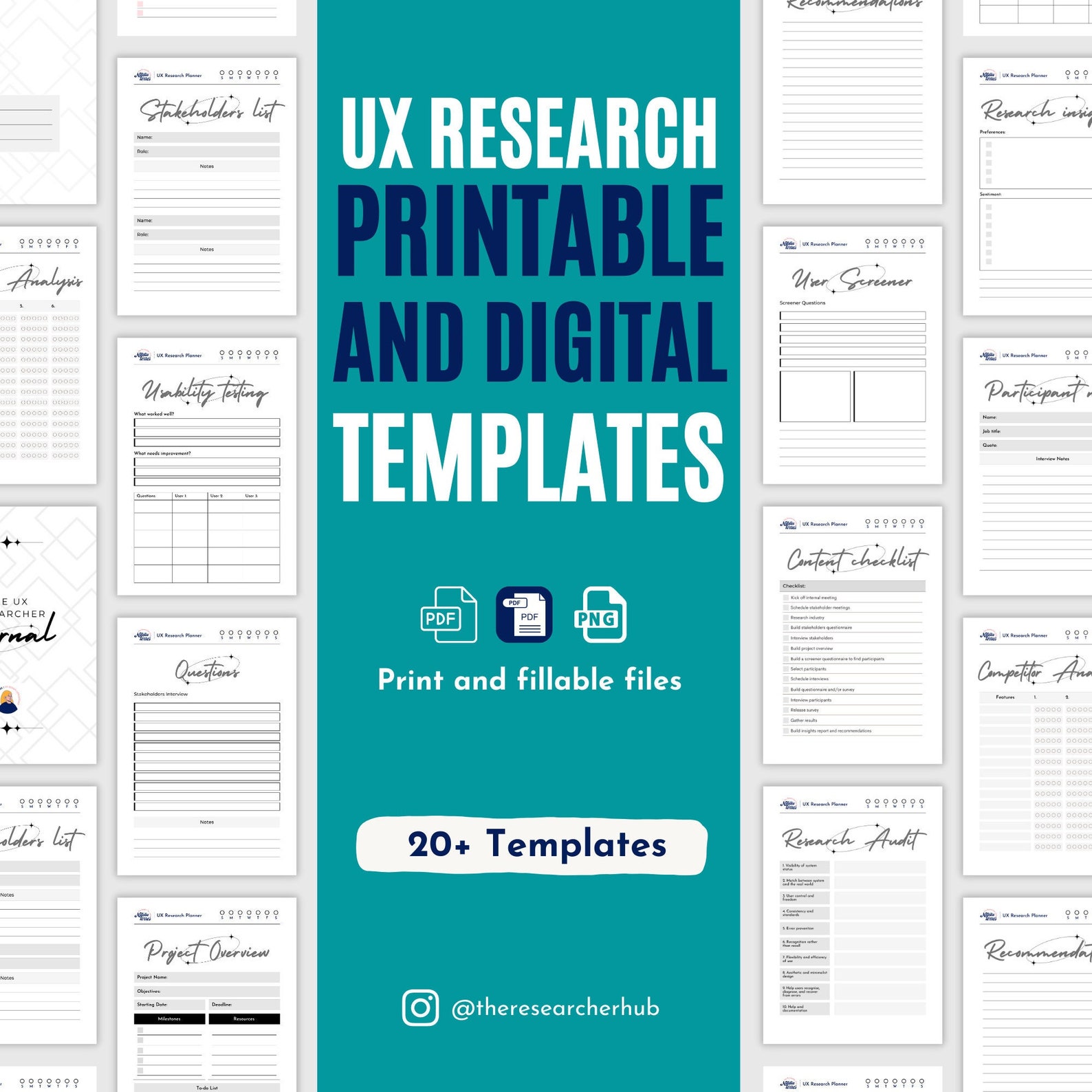 UX Design Printable Templates for Researchers, User Interviews ...